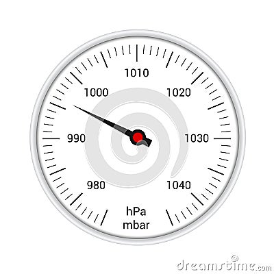 Realistic Illustration Of A Round Barometer With A White Plastic ...