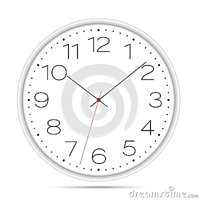 Realistic Illustration Of A Wall Clock With A Light Dial, Numbers And A ...
