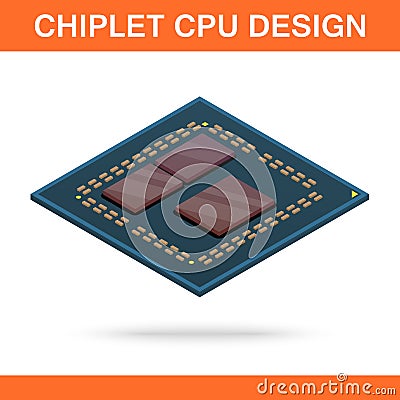 Realistic Modern Chiplet CPU Design Front View. Cartoon Vector ...