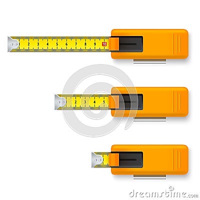 Realistic Measuring Tape Tool Set Vector Illustration Measure Ruler ...