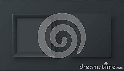 Realistic Open Empty Gift Box Two View. Paper Square Cardboard Black ...