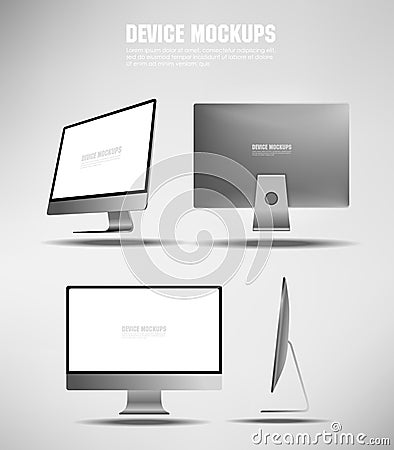 Realistic Personal Computer From Different Angles. 3D Projection PC ...