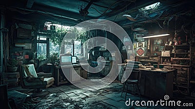 Realistic Post Apocalypse Landscape Illustration - Abandoned Laboratory ...