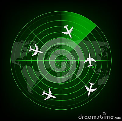 Realistic Radar In Searching. Radar Screen With The Aims. Vector Stock ...