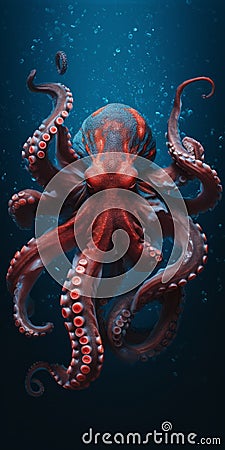 Realistic Red Octopus Swimming Underwater - Zbrush Illustration ...
