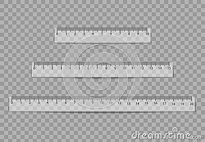 Realistic Ruler Set Isolated On Transparent Background. Vector ...