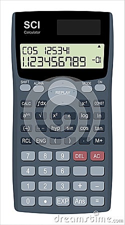 Scientific Calculator Vector With Digits Number Displayed In Screen ...