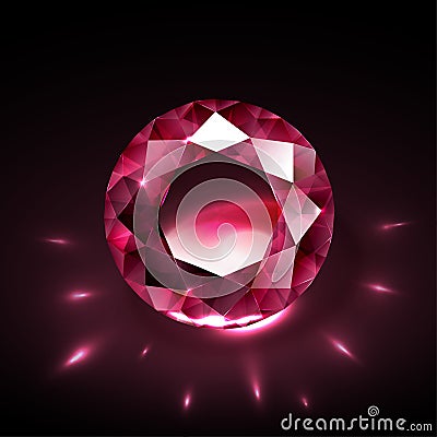 Realistic Shiny Ruby On Black Background Cartoon Vector | CartoonDealer ...
