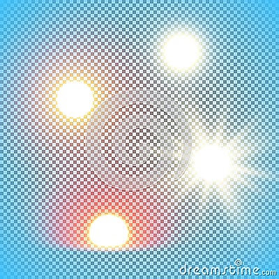 Realistic Sun Vector Illustrations Isolated On Transparency Grid, Noon ...