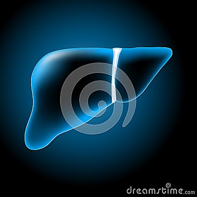 Realistic Transparent Blue Liver On Dark Background Cartoon Vector ...