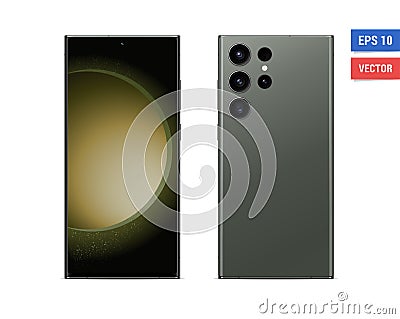 Realistic Vector Flat Mock-up Samsung Galaxy S23 Ultra With Blank ...