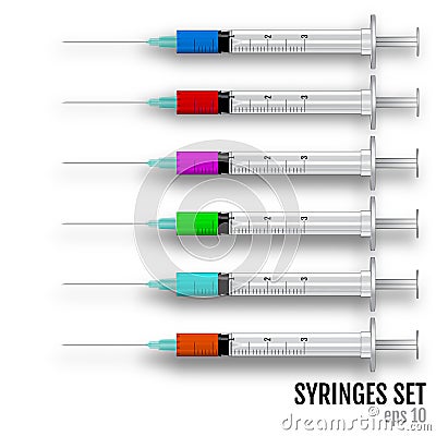 Realistic Vector Syringes With Colored Liquid. | CartoonDealer.com ...