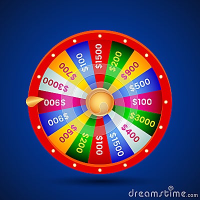 Realistic Wheel Of Fortune On Blue Background With Shadow Royalty-Free ...