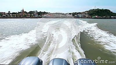 Rear View of Speed Boat Running through Sea Water Stock Footage - Video ...