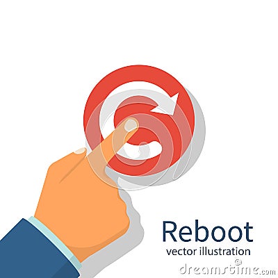 Reboot Concept. Restarting Technology Cartoon Vector | CartoonDealer ...