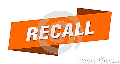 Recall Banner Template. Recall Ribbon Label. Cartoon Vector ...