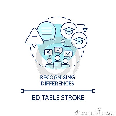 Recognising Differences Turquoise Concept Icon Cartoon Vector ...