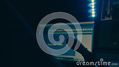 Recording Studio. Sound Engineer Working at the Computer Monitor ...