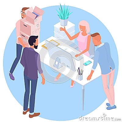 Concept Of Teamwork And Workflow Cartoon Vector | CartoonDealer.com ...