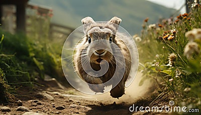 Recreation Of Cute Rabbit Running In The Field Stock Image ...