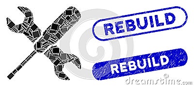 Rectangle Collage Tools With Grunge Rebuild Stamps Vector Illustration ...