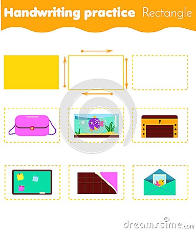 Rectangle Form Objects. Handwriting Practice. Geometric Shapes For Kids ...