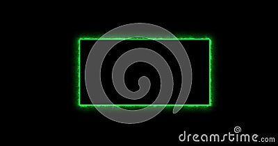 Rectangle, Frame of Energy, Neon, Smoke. Green Rectangle on a Black ...