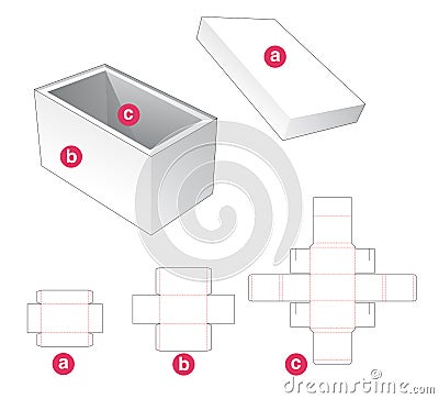 Rectangular Box With Lid And Supporter Die Cut Template Cartoon Vector ...