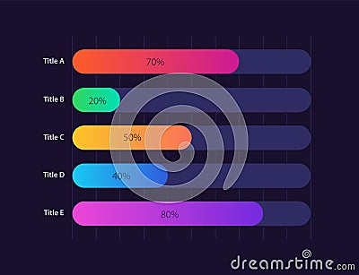 Rectangular Percentage Infographic Chart Design Template For Dark Theme ...