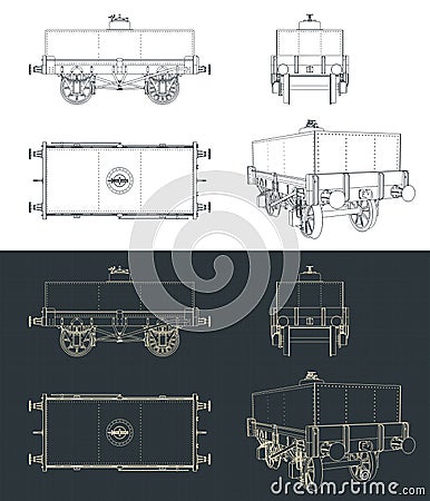 Rectangular Tar Tank Wagon Blueprints Cartoon Vector | CartoonDealer ...