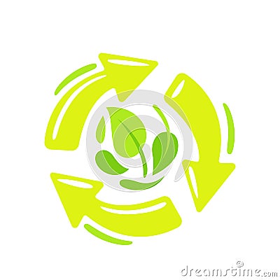 Recycle, Biodegradable Symbol With Circulate Rotating Green Arrows And ...