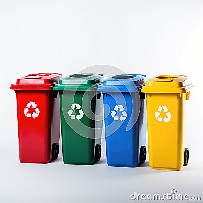 Recycling Bins Set, Garbage Bins In 4 Different Color, Color Coded ...