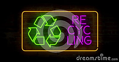 Recycling neon stock footage. Video of symbol, nature - 128957426