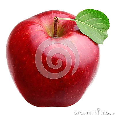 Red Apple Fruit With Leaf Stock Photography | CartoonDealer.com #43097828
