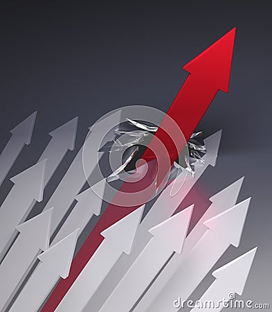 Red Arrow Breaks Through Glass Ceiling Royalty-Free Stock Photo ...
