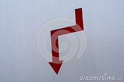 Red Arrow - Falling Chart On Glass With Raindrops Stock Photo ...