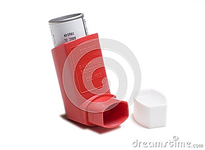 Red Asthma Inhaler Stock Image - Image: 6139281