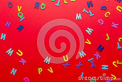 Red Background With Disordered Letters, Concept Poster, With Space To ...