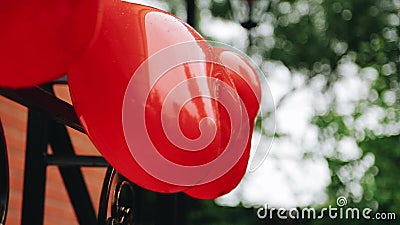 Red Balls in the Rain. Close Up. Event. Cloudy Weather Stock Footage ...
