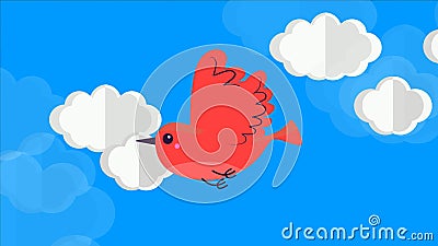 Red Bird Flying on Sky, Loop Animation Background. Stock Video - Video ...