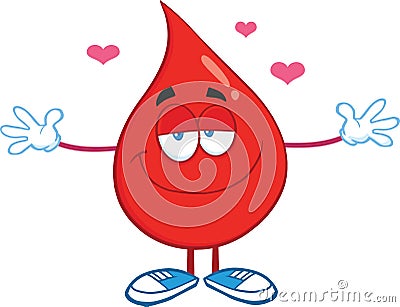 Red Blood Drop Character With Open Arms For Hugging Royalty-Free Stock ...