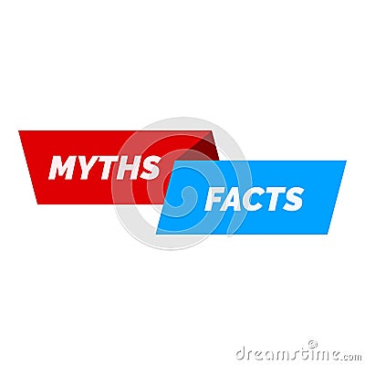 Red And Blue Web Banners Comparing Myths And Facts Cartoon Vector ...