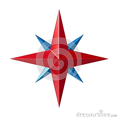 Red And Blue Wind Rose Symbol 3d Illustration Royalty-Free Cartoon ...