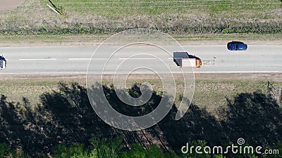 Red Car Marks Path On A Road With White Paint. Stock Footage - Video of ...