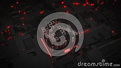 Red Central Processing Unit Is Decoding Data 3D Rendering Illustration | CartoonDealer.com ...