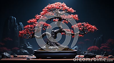 Red Bonsai Tree 3d Rendering: Hirohiko Araki Style With Unreal Engine 5 ...