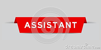 Red Inserted Label With Word Assistant On Gray Background Vector ...