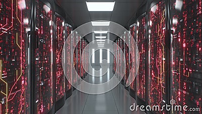 Red Color Symbols and Connections on Server Racks Stock Footage - Video ...