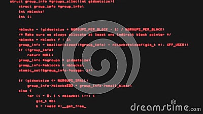 Red Computer Code Scrolling Down - Red Hacker Text Code on Screen Stock ...