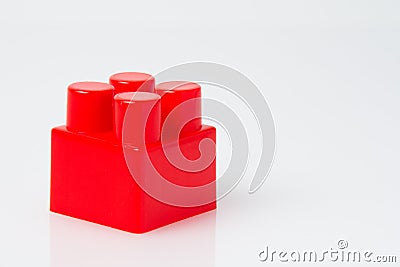 Red Cube Block Constructor On A White Background With Copy Space ...
